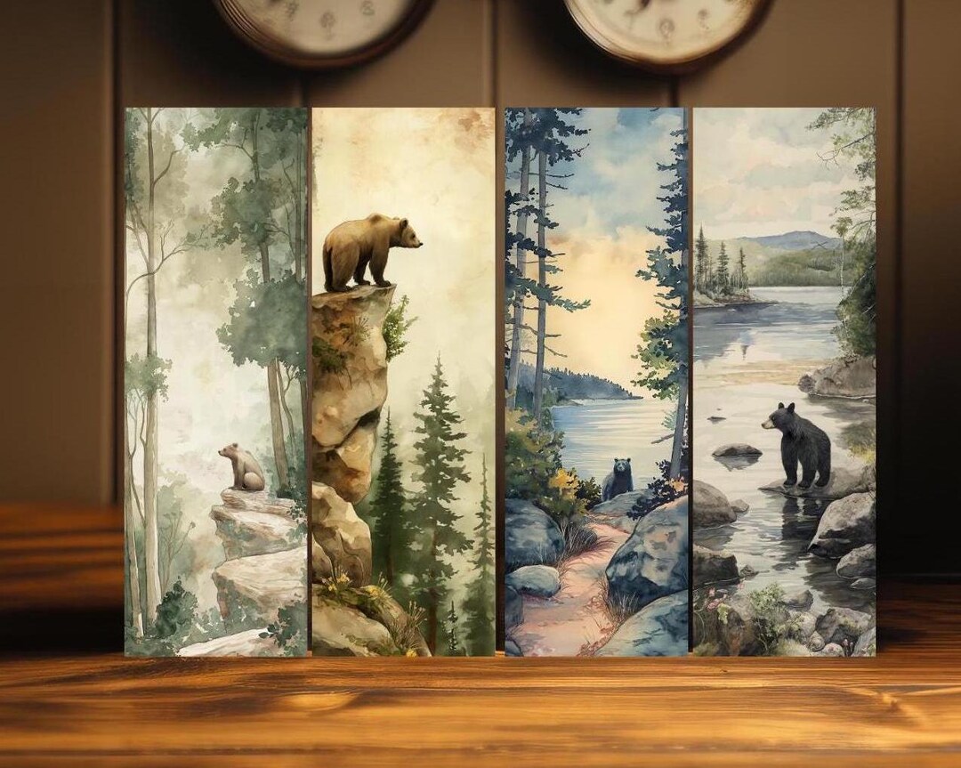 Bear Watercolor Bookmark Set/forest Page Marker/nature Lover Gift ...