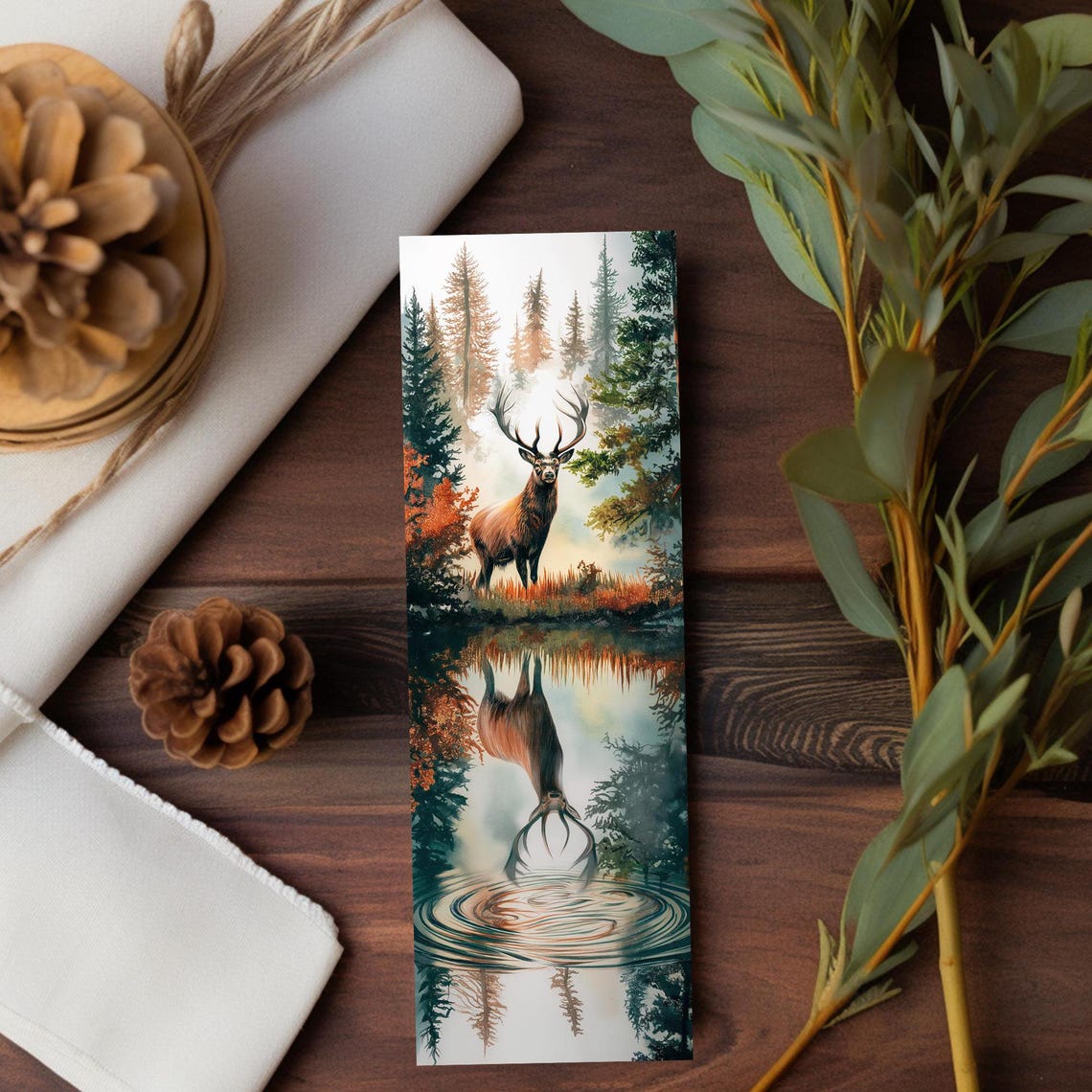 Deer Landscape Bookmark/autumn Aesthetic Page Marker/nature Reading ...