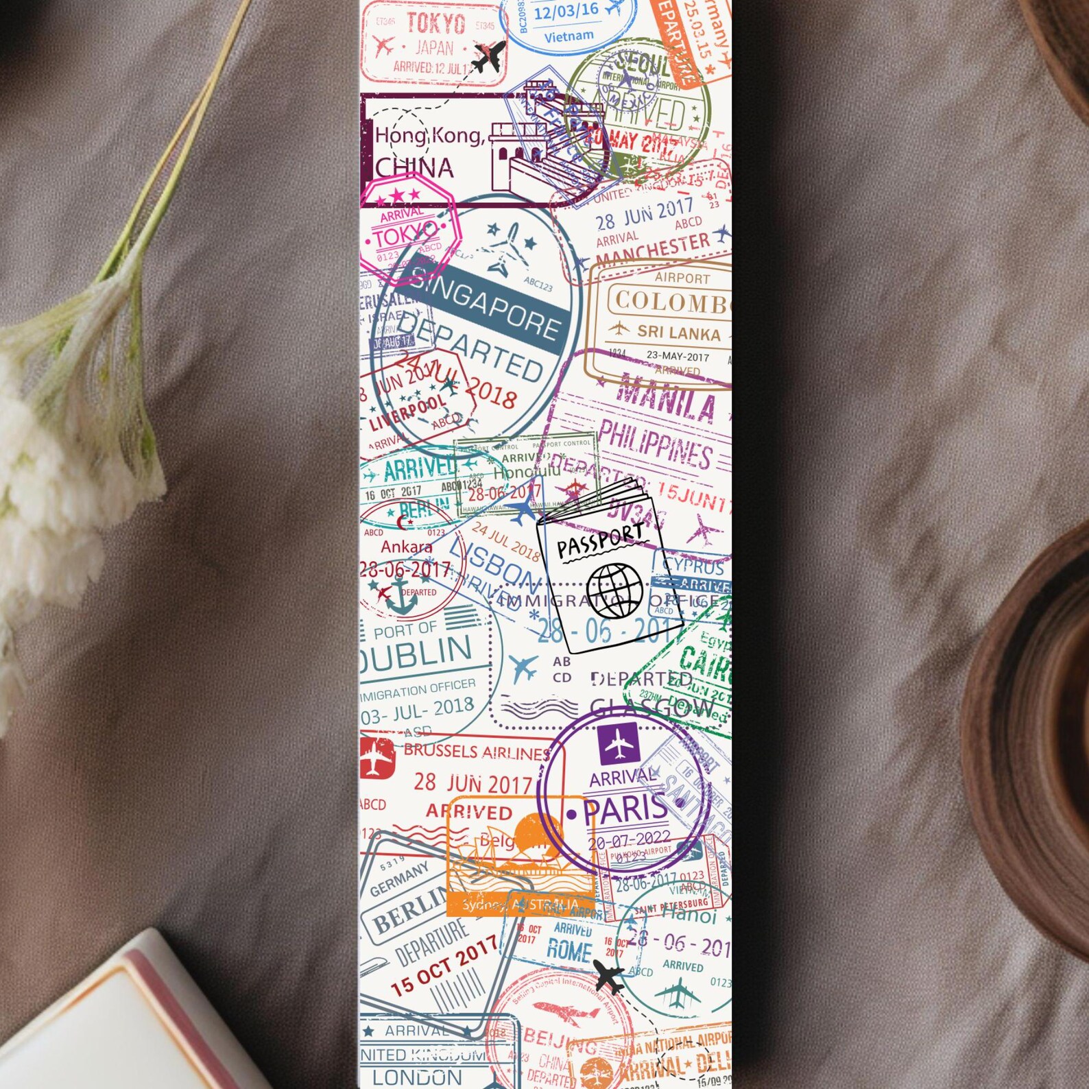 Travel Inspired Passport Stamp Bookmark/global Wanderer Gift for Book ...