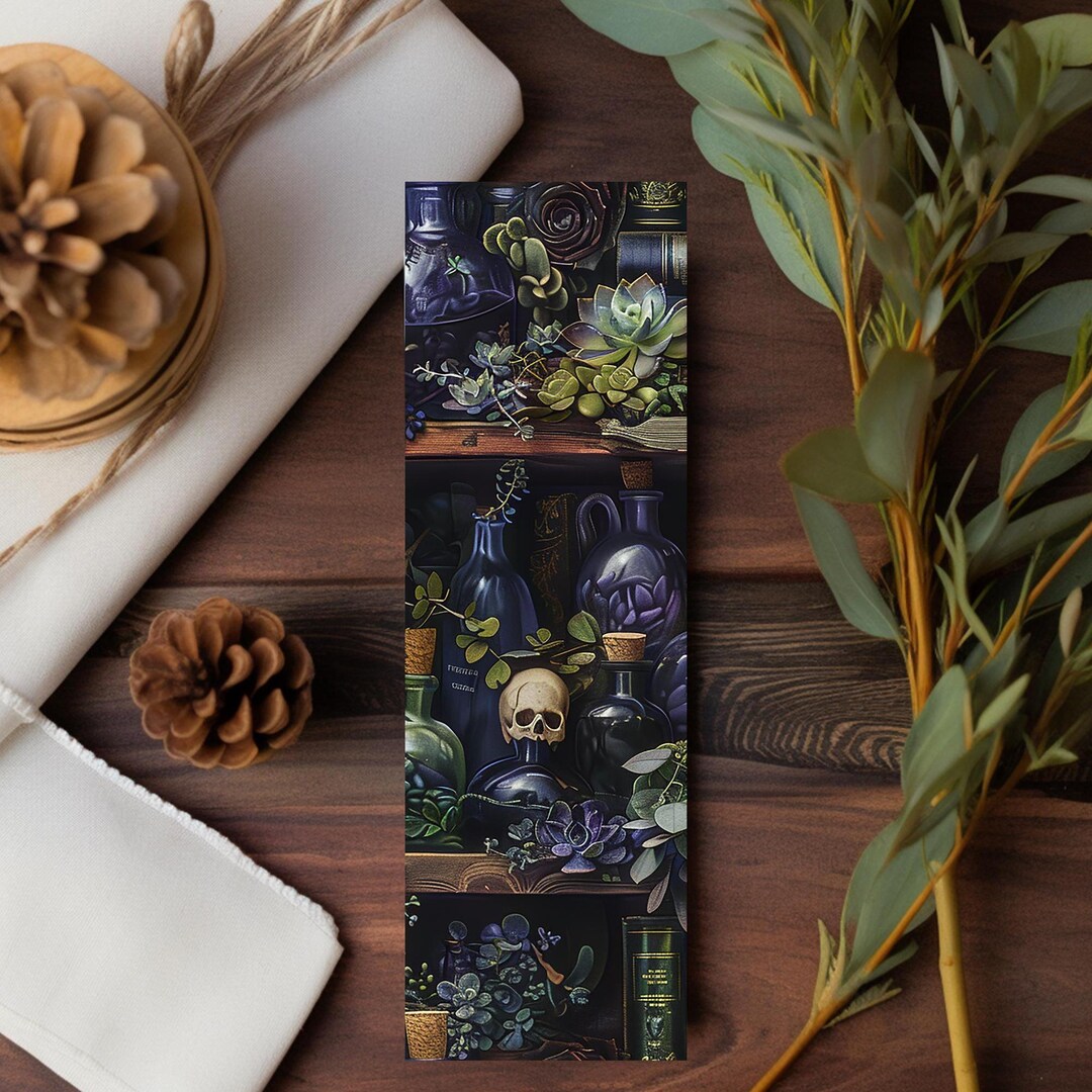 Dark Skeleton Bookcase Bookmark/apothecary Cabinet Page Marker ...