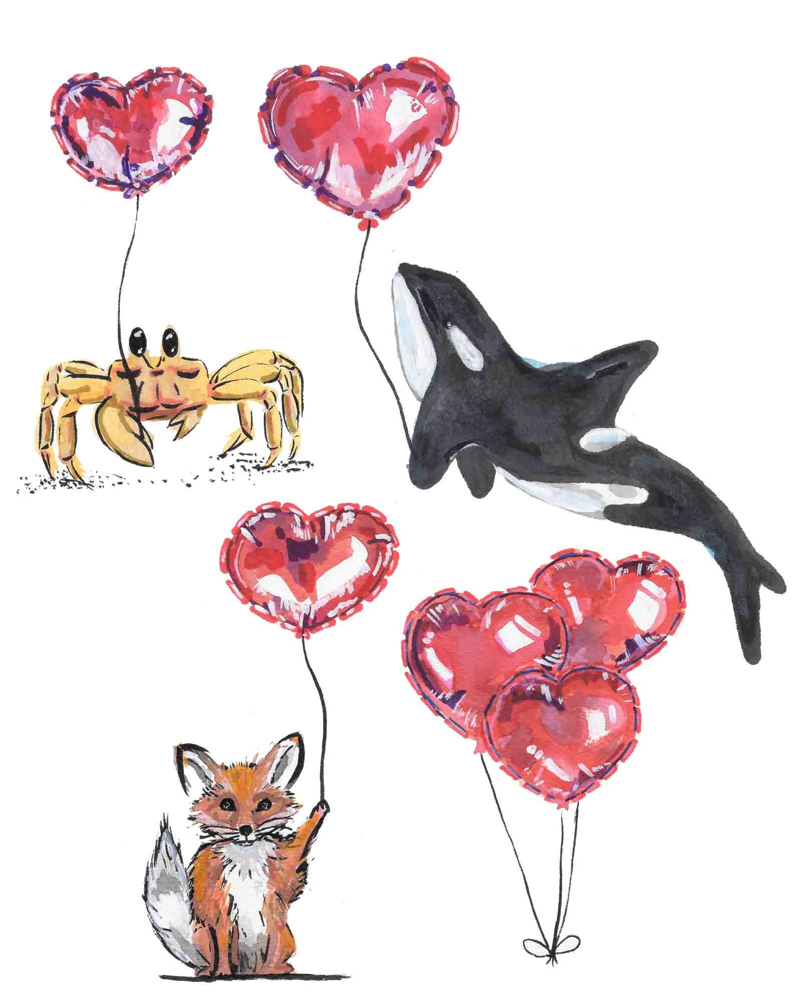 Animal Valentines Day Heart Clipart 8 Pack - Etsy
