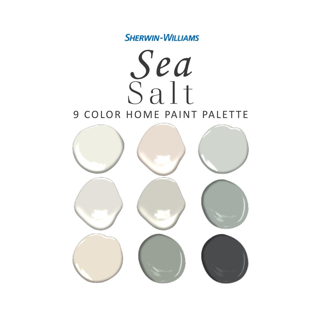 Sea Salt Paint Color Palette, Sherwin Williams, Sea Salt Bathroom ...