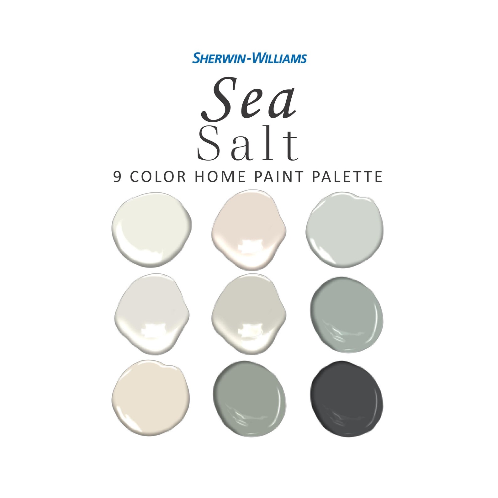 Sea Salt Paint Color Palette, Sherwin Williams, Sea Salt Bathroom ...
