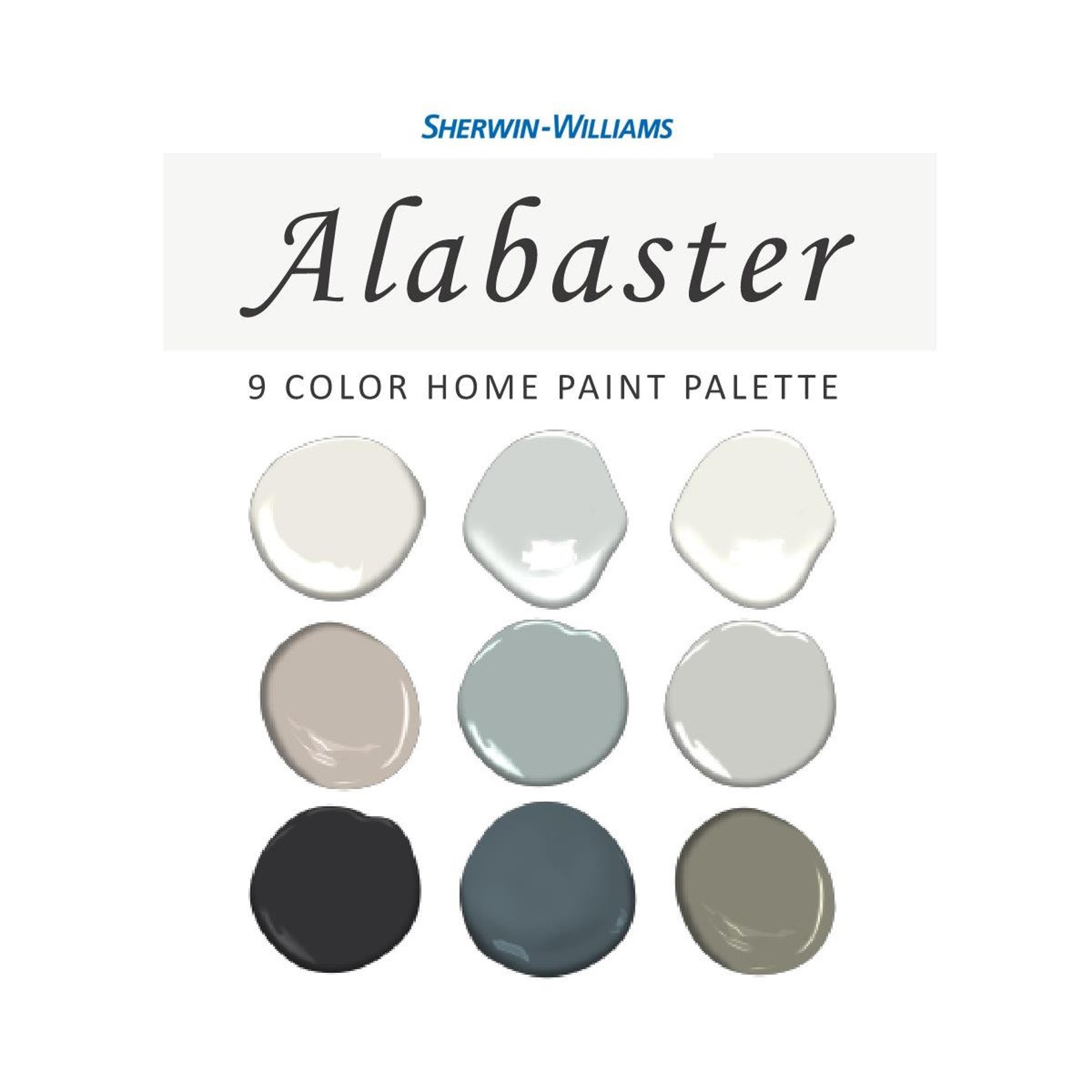 Sherwin Williams Alabaster Paint Color Palette, Best White, Alabaster ...