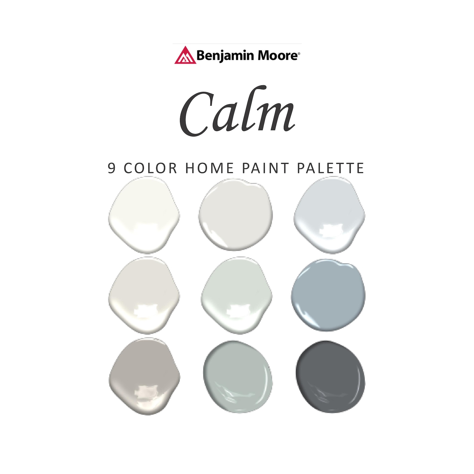 Calm Paint Color Palette Benjamin Moore Calm Undertone Calm - Etsy