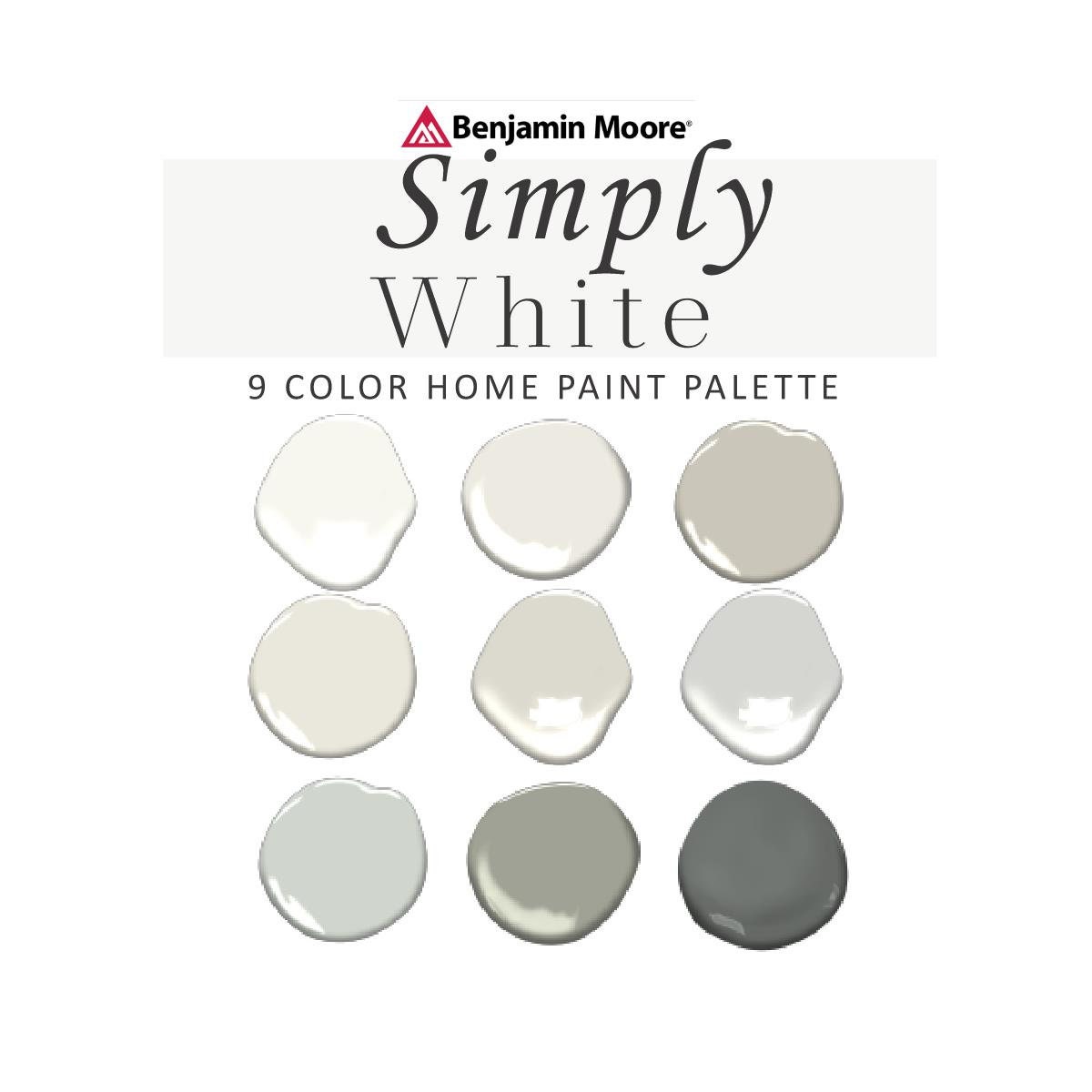 Simply White Paint Color Palette, Benjamin Moore, Simply White Vs White ...