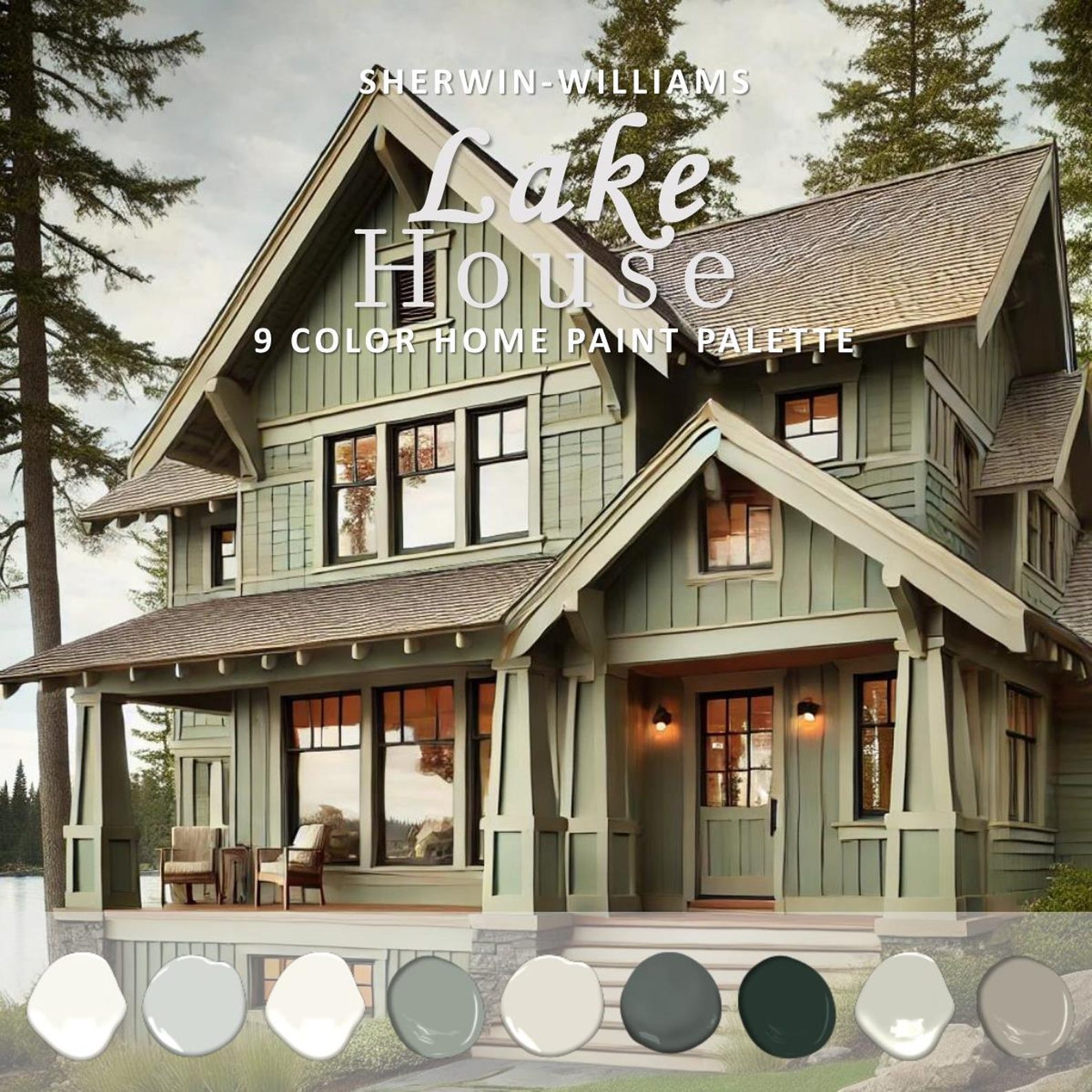 Lake House Paint Color 2024, Sherwin Williams, Cabin Paint Palette ...