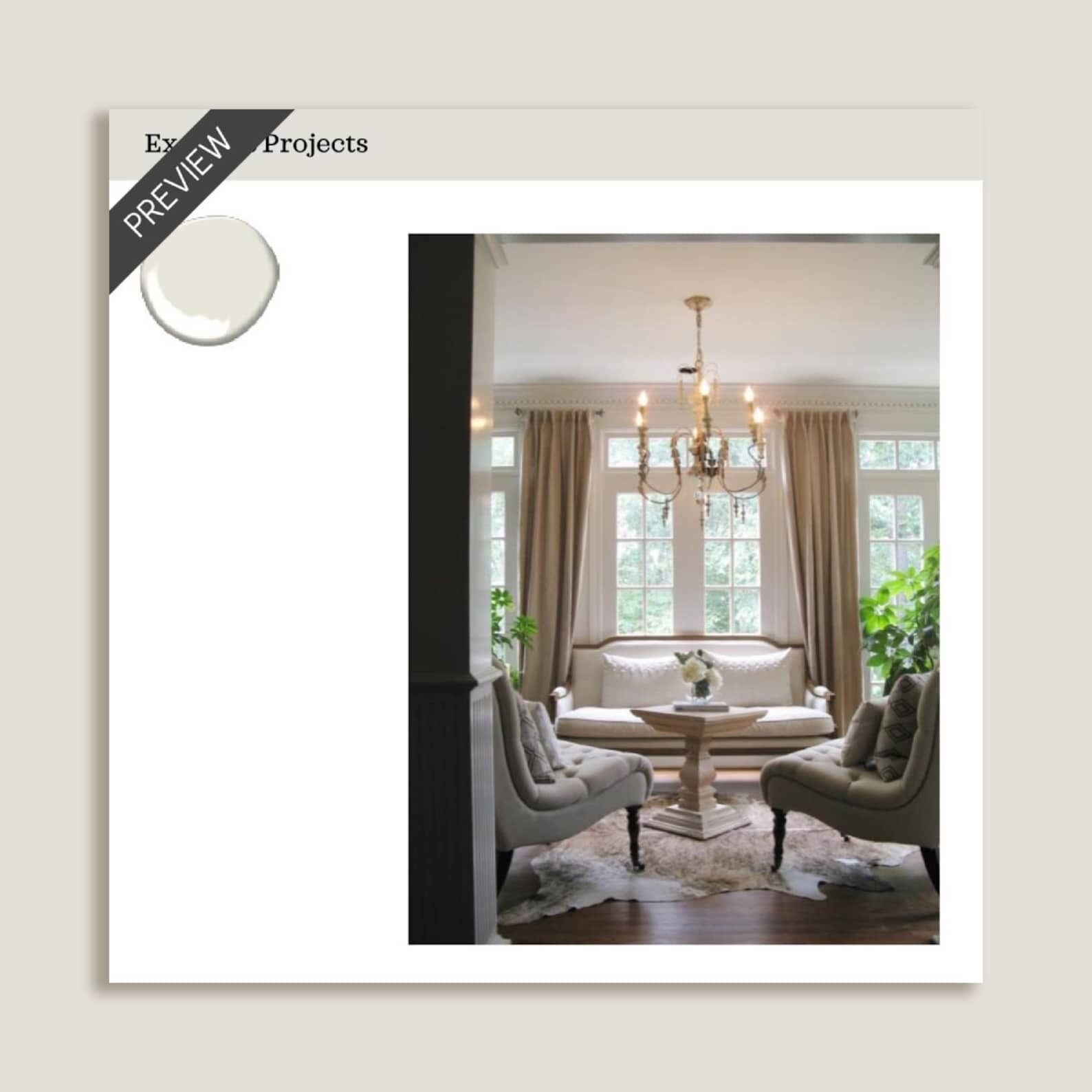 White Heron Paint Color Palette, Benjamin Moore, White Heron Vs White ...