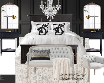 Glam Bedroom Designgirl s Bedroomonline Interior Designcustom Interior Design Servicee designvintage Modern Bedroomblack Bedroom Etsy