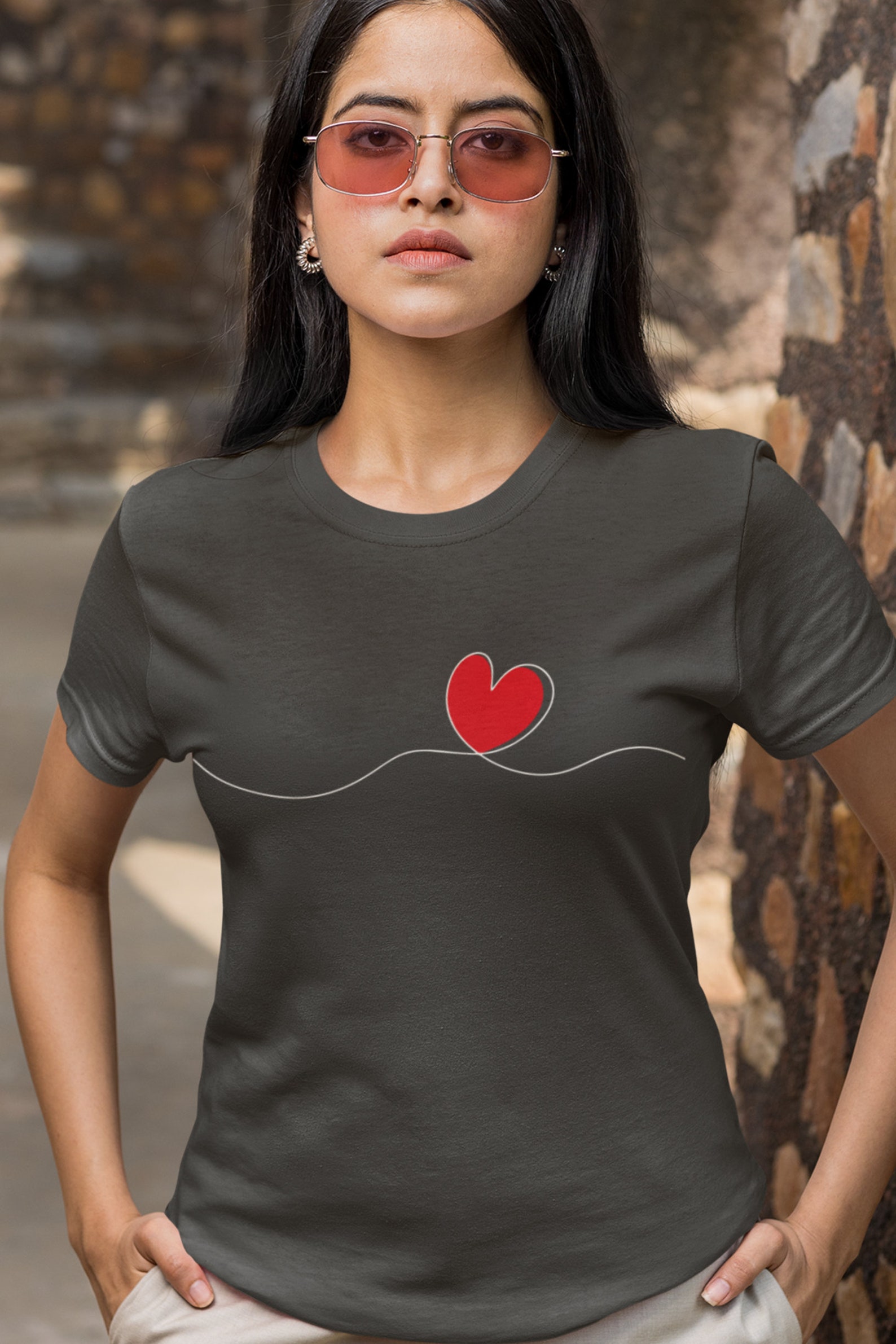 One Line Heart Shirt, Hand Drawn Heart Valentines Day Shirt, Cute Heart ...