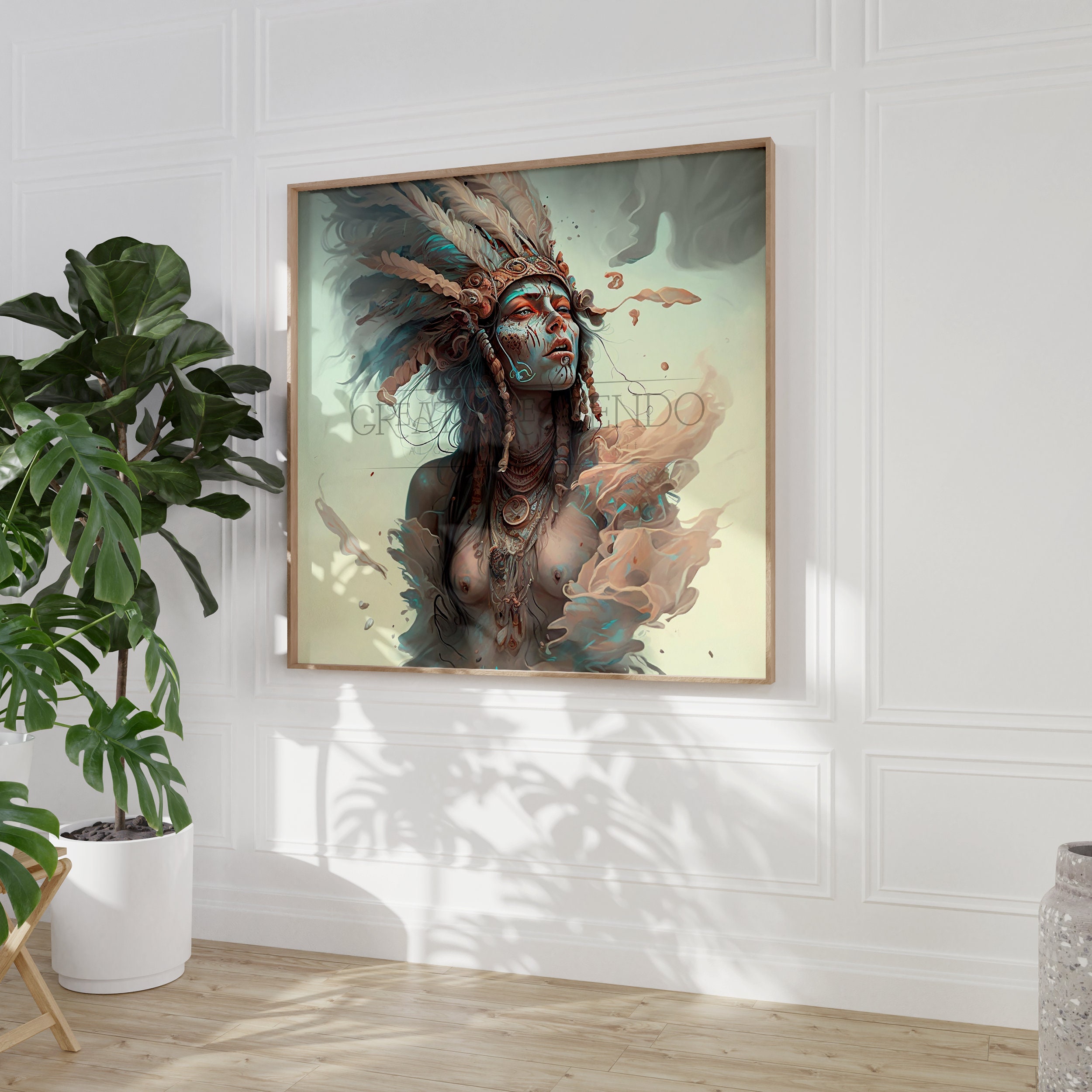 Female Spirit Shaman Printable Poster, Digital Art, Gift for Her, Ai ...