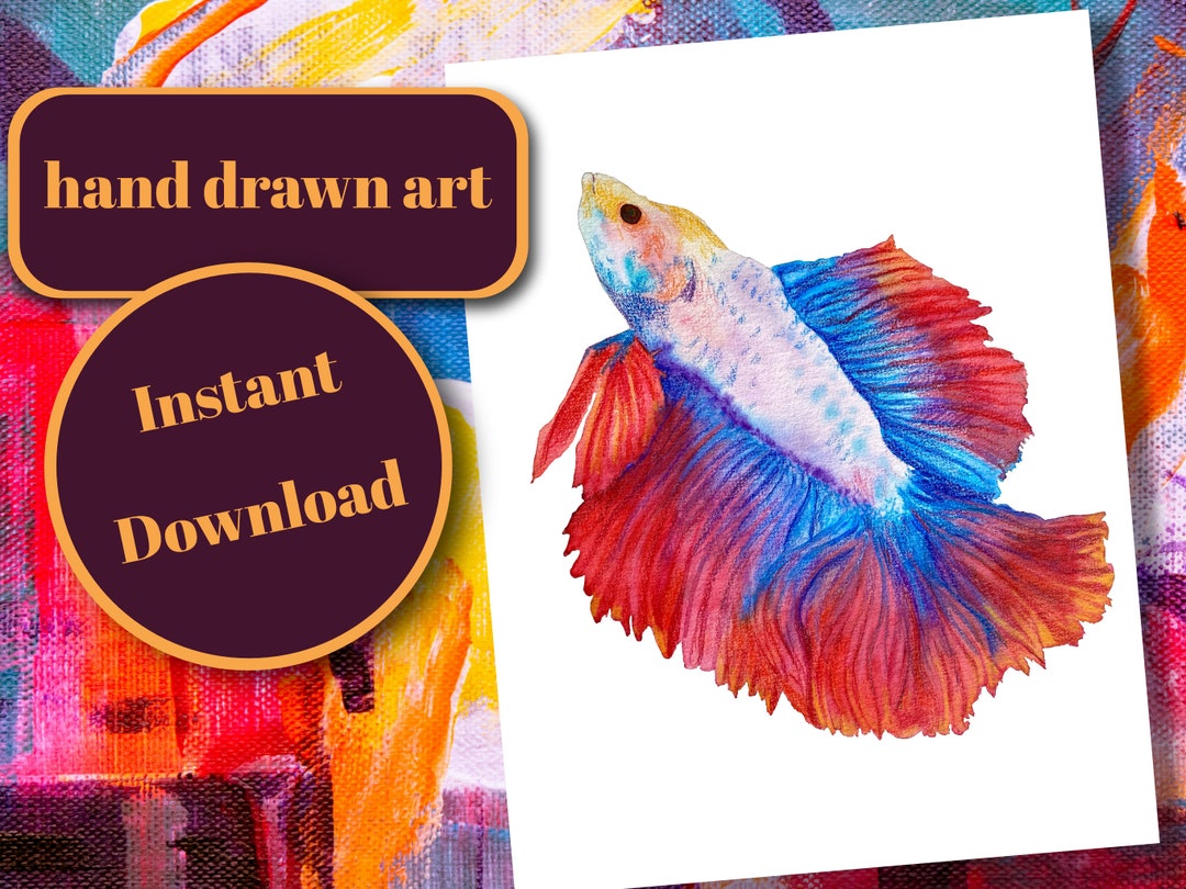 Betta Fish, Printable Download. Printable Art. Hand Made Watercolor ...
