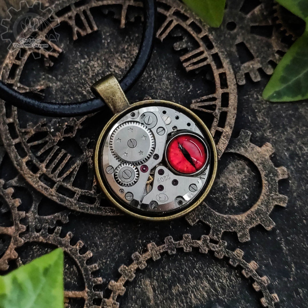 Biker Men Necklace Monster Red Eye Steampunk Necklace Gamer Necklace ...