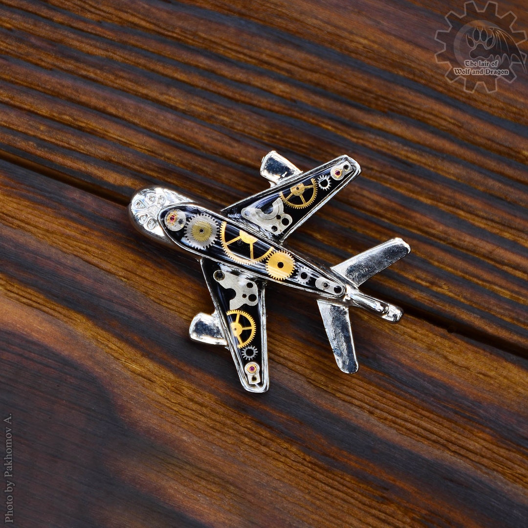 Airplane Brooch Steampunk Aviation Pin Aircraft Spotting Plane Flight ...