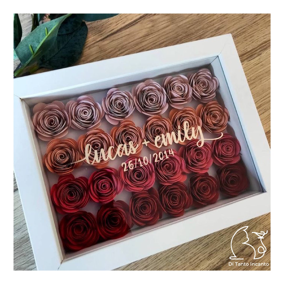 Personalised Shadow Box With Paper Flowers - Etsy