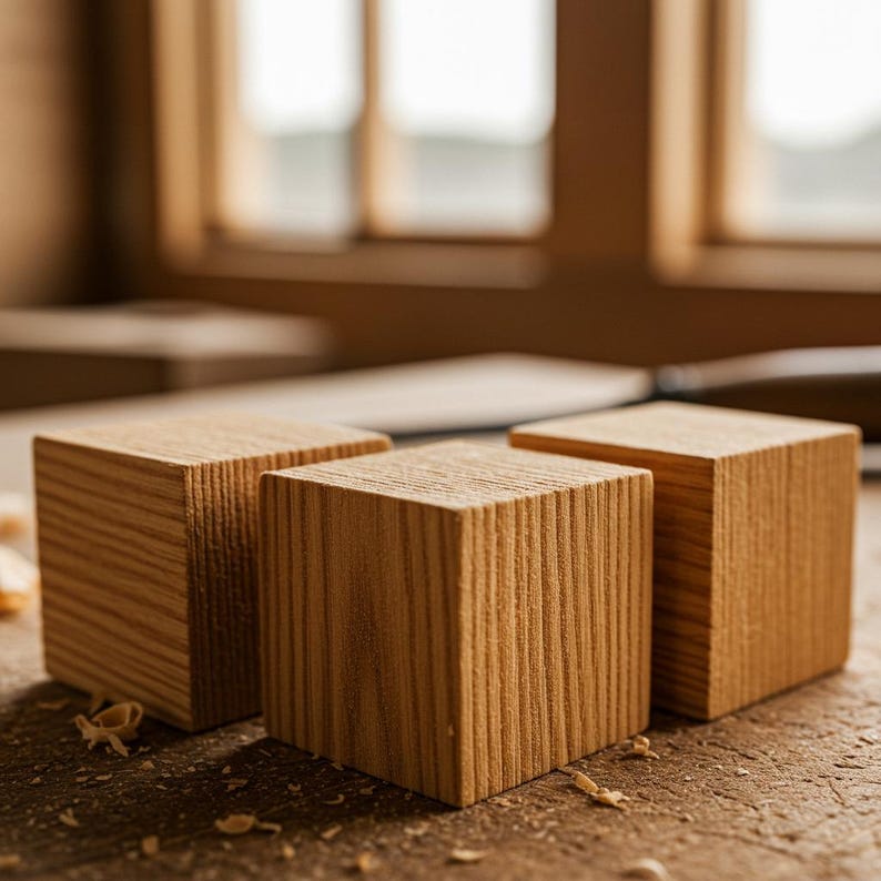 Set of 4 Unfinished Pine Wood Cubes 8 × 8 × 8 Cm | Paintable, Stainable ...