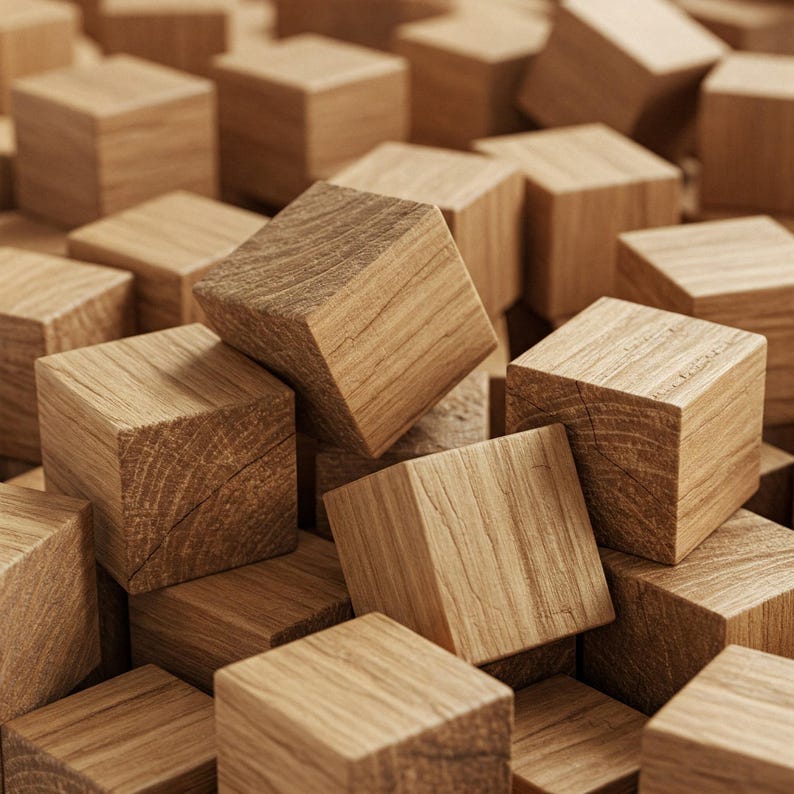 Set of 4 Unfinished Pine Wood Cubes 8 × 8 × 8 Cm | Paintable, Stainable ...