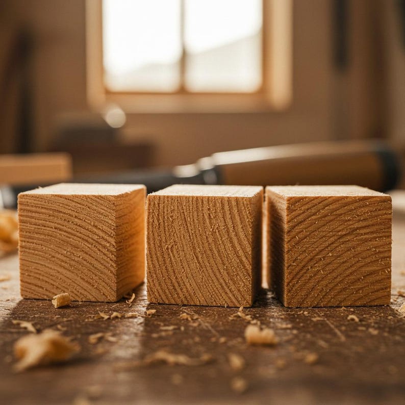 Set of 4 Unfinished Pine Wood Cubes 8 × 8 × 8 Cm | Paintable, Stainable ...
