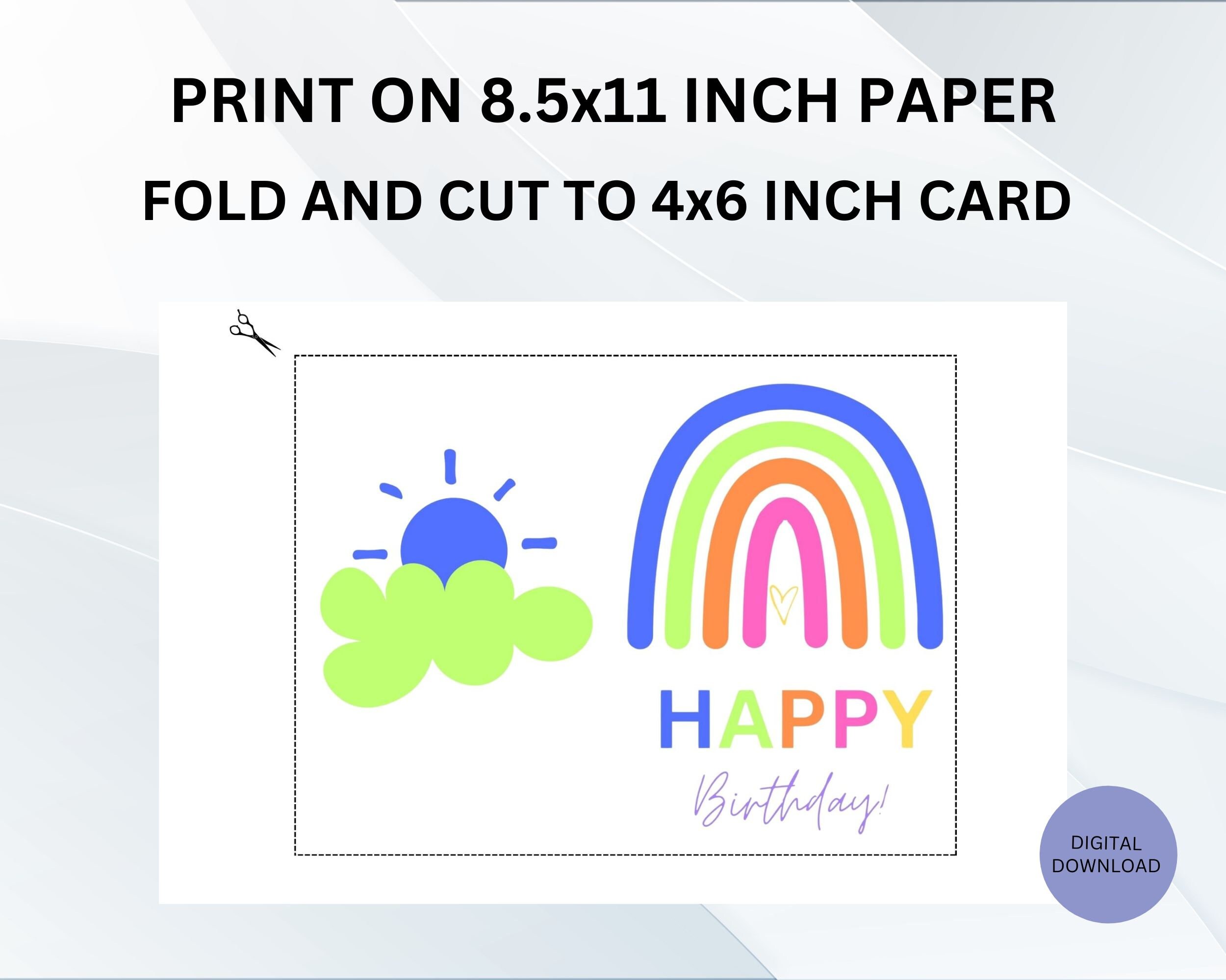 Colorful Birthday Card | Printable Digital Download | Rainbow Design ...