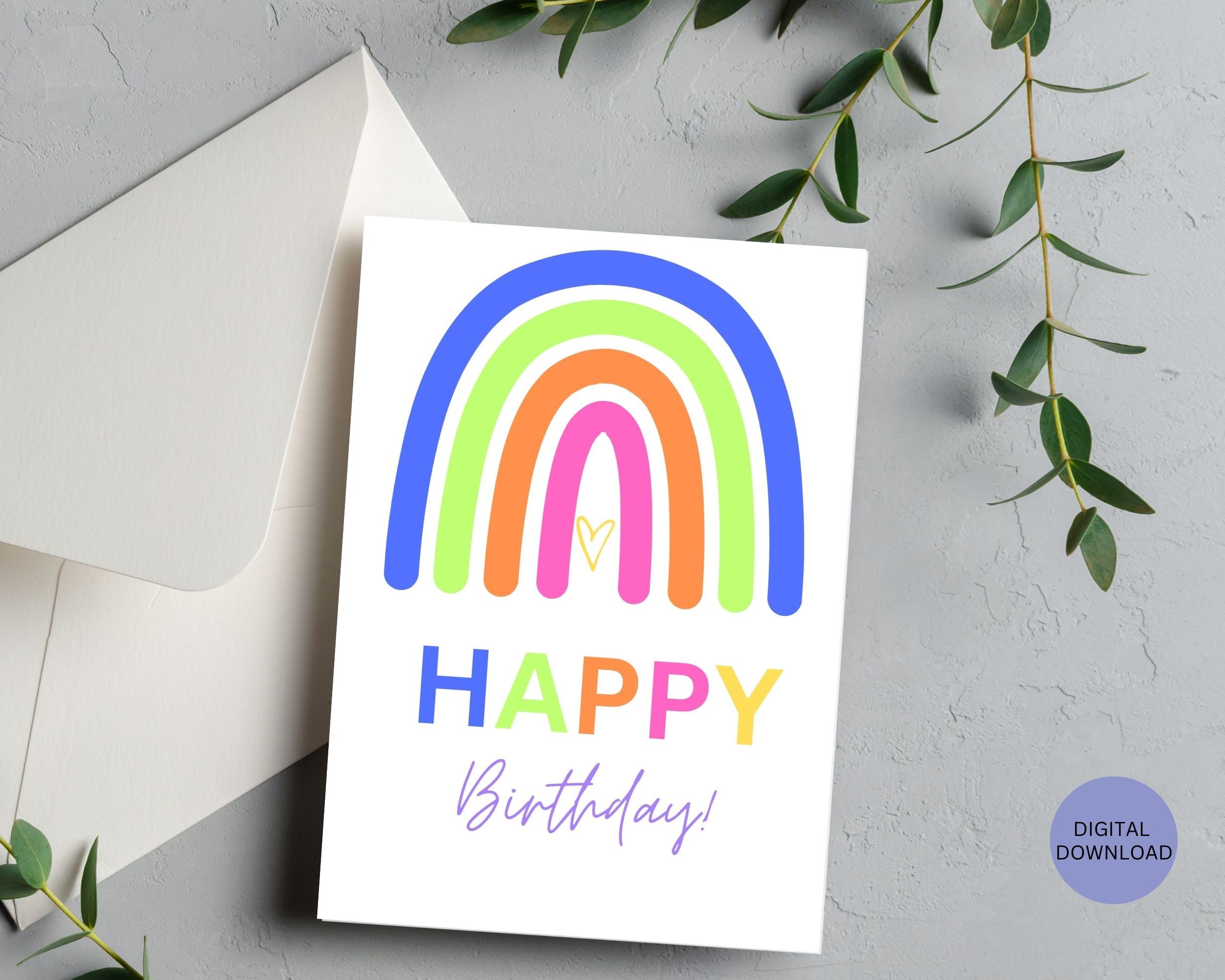 Colorful Birthday Card | Printable Digital Download | Rainbow Design ...