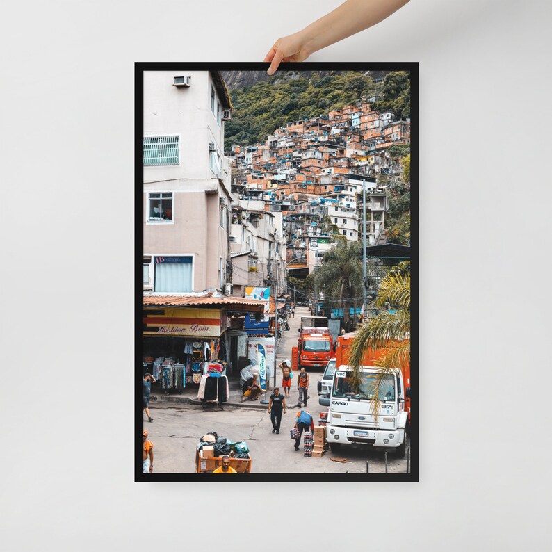 Busy Street in Rocinha Rio De Janeiro Poster, Favela Art, Brazil Print ...