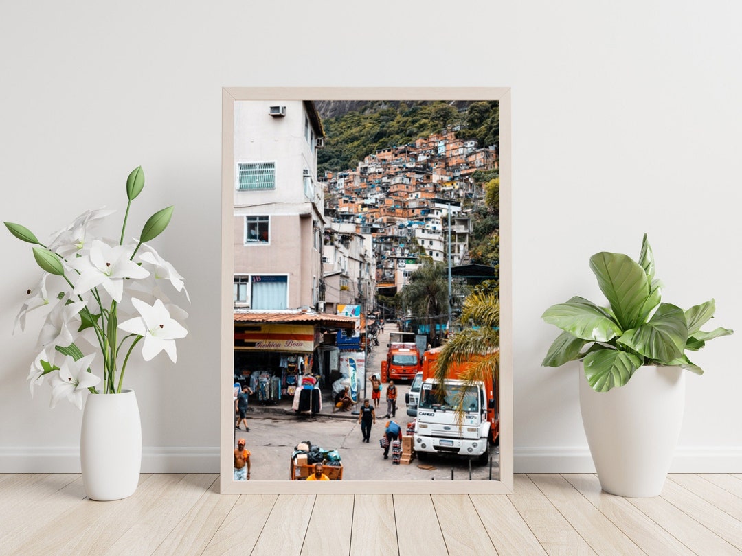 Busy Street in Rocinha | Rio De Janeiro Poster, Favela Art, Brazil ...