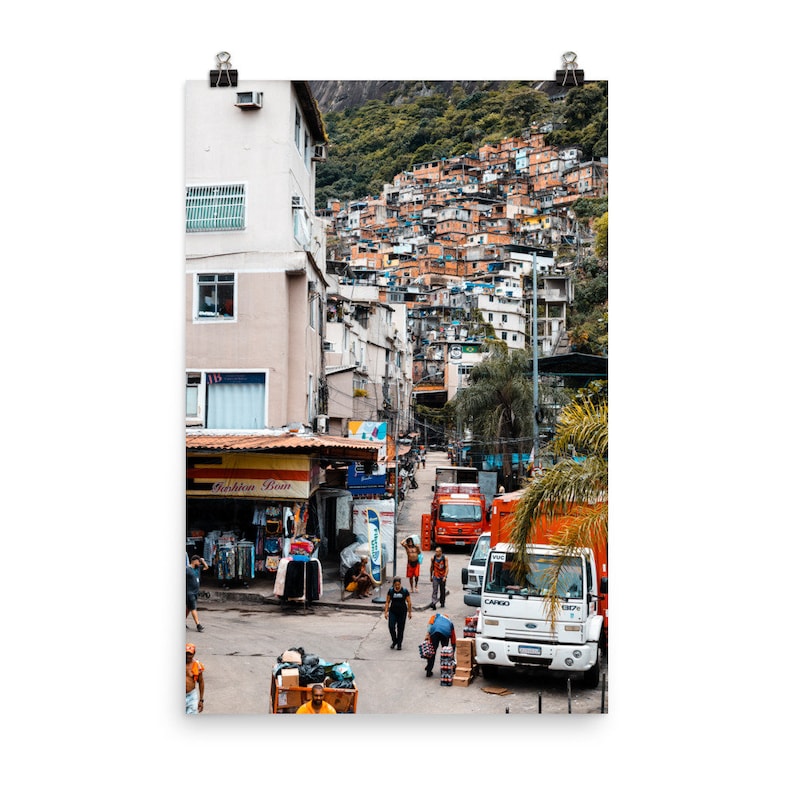 Busy Street in Rocinha | Rio De Janeiro Poster, Favela Art, Brazil ...