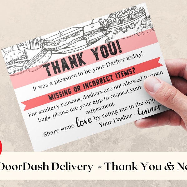 Doordash Thank You Note - Etsy