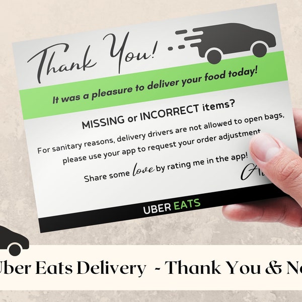 Uber Thank You Note - Etsy