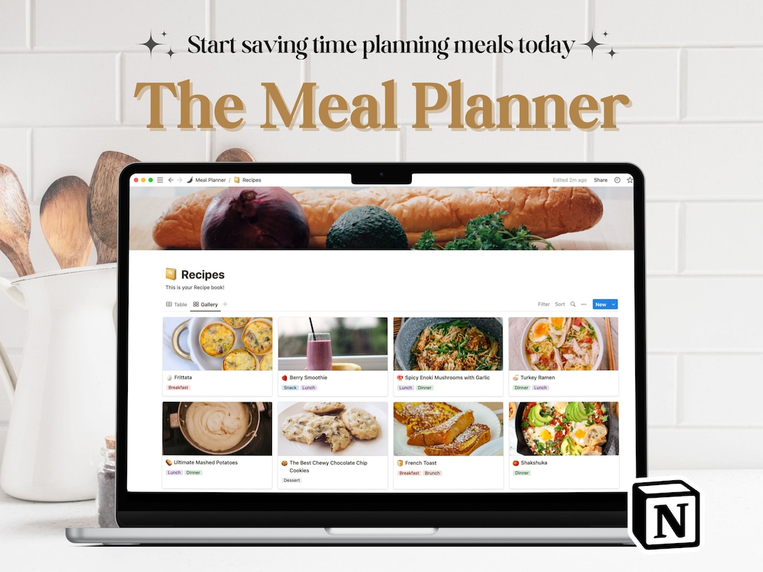 Notion Meal Planner Template, Weekly Meal Planner, Digital Meal Planner ...