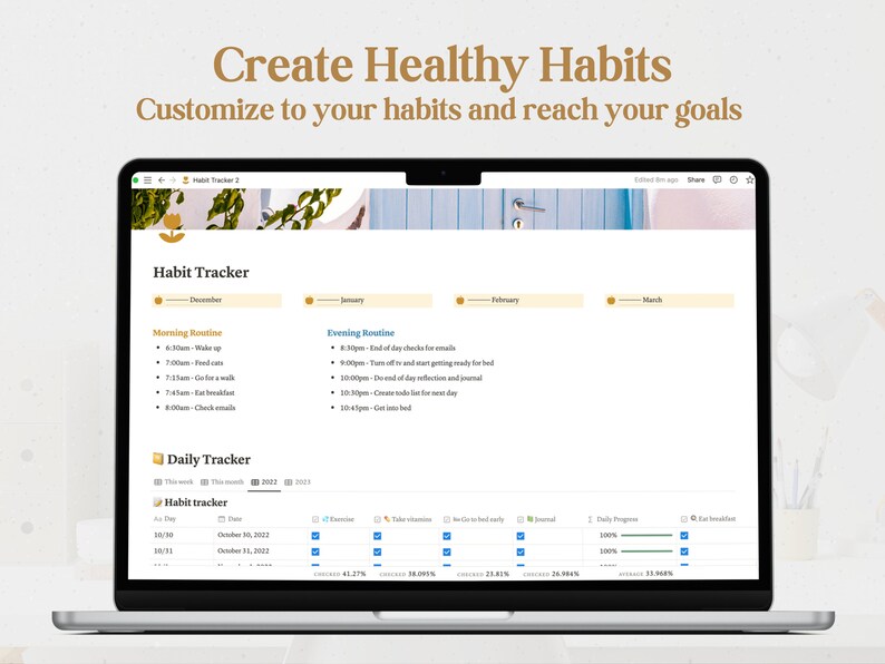 Notion Template, Simple Habit Tracker, Notion Digital Planner, Notion ...
