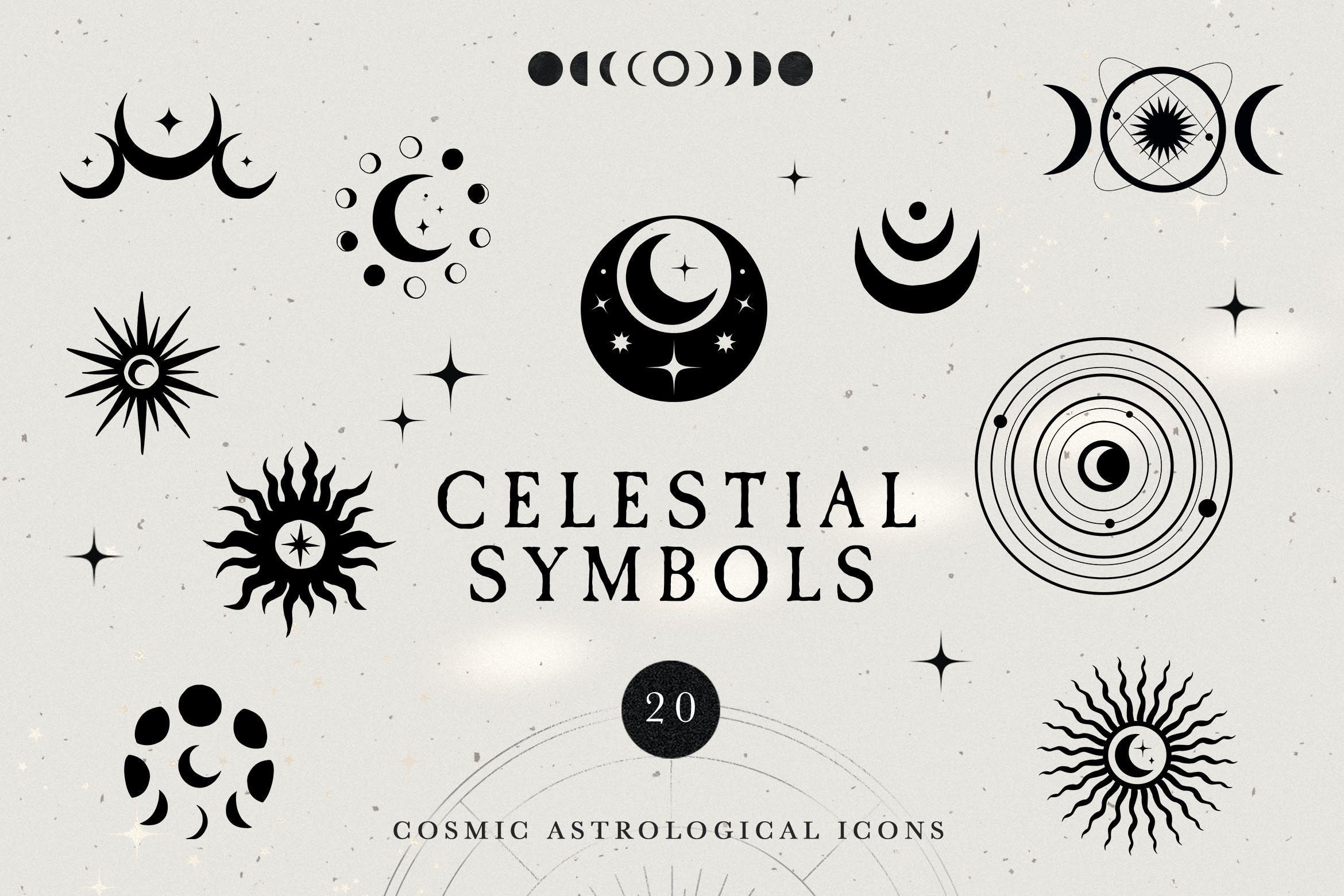 Celestial Moon Clip Art Symbols Collection Mystical Set of - Etsy