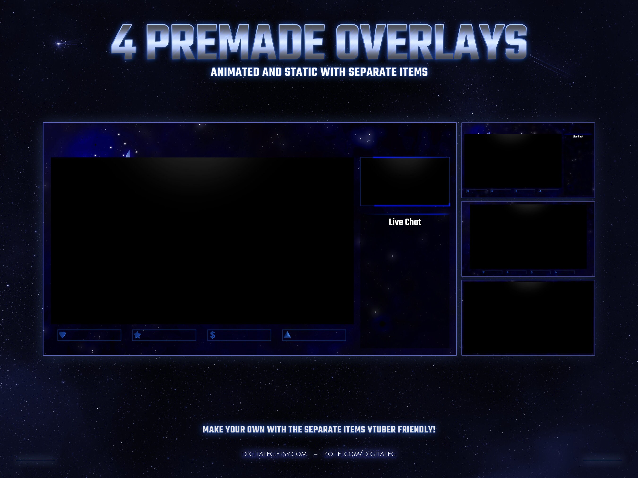 Celestial Blue Animated Twitch Overlay | Kick, Youtube, OBS and ...