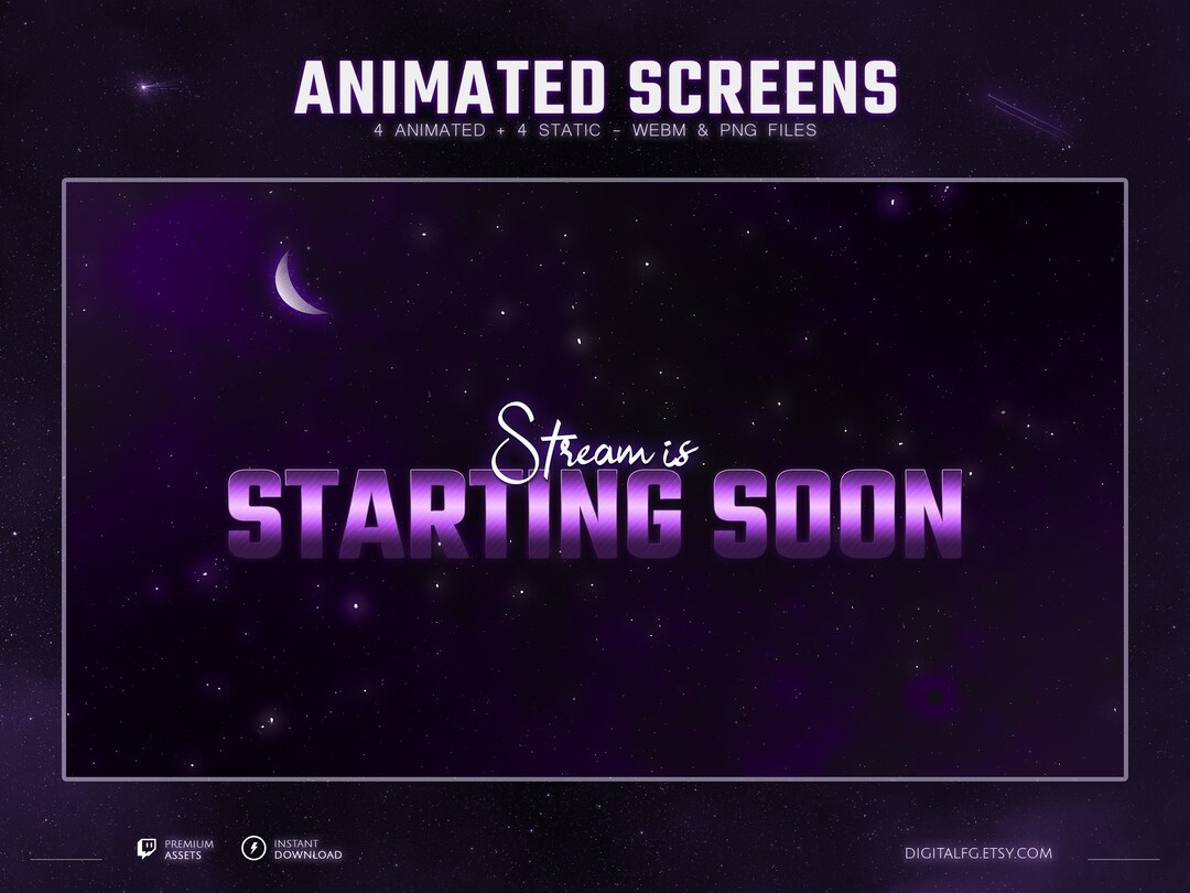 Celestial Purple Animated Stream Screen for Twitch, Kick, Youtube, OBS ...
