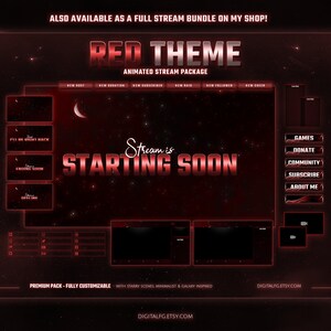 Red Theme Animated Stream Screens for Twitch, Kick, Youtube, OBS ...