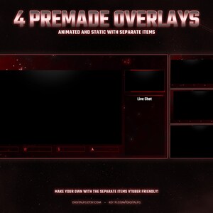 Red Theme Complete Twitch Overlay, Animated Screens, Panels, Alerts ...