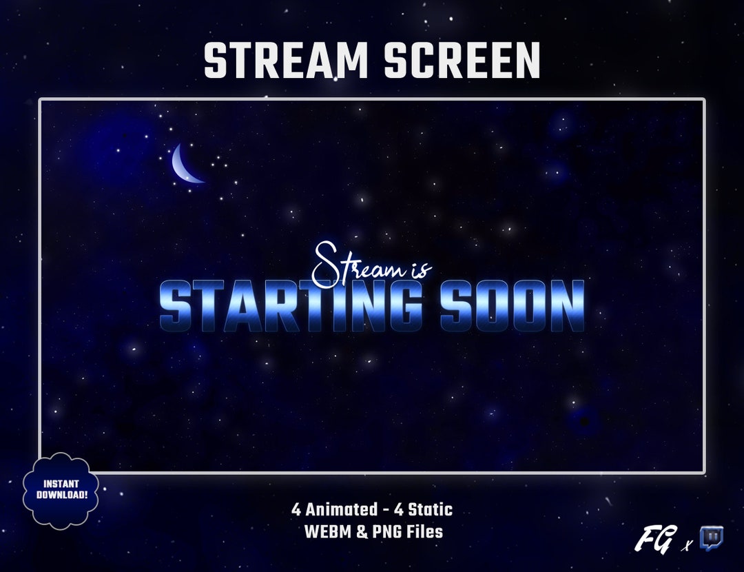 Celestial Blue Animated Screens Made for TWITCH, KICK, Youtube, OBS ...