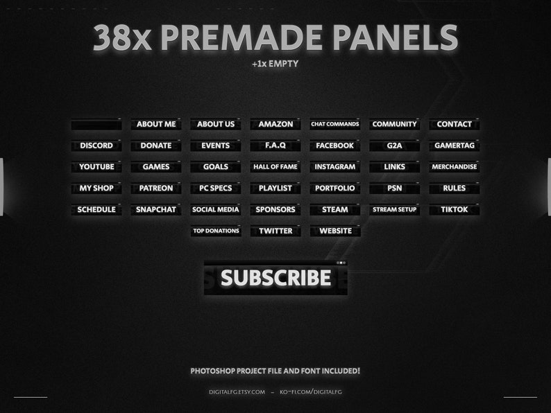 Black Gradient Complete Twitch Overlay, Animated Screens, Panels ...