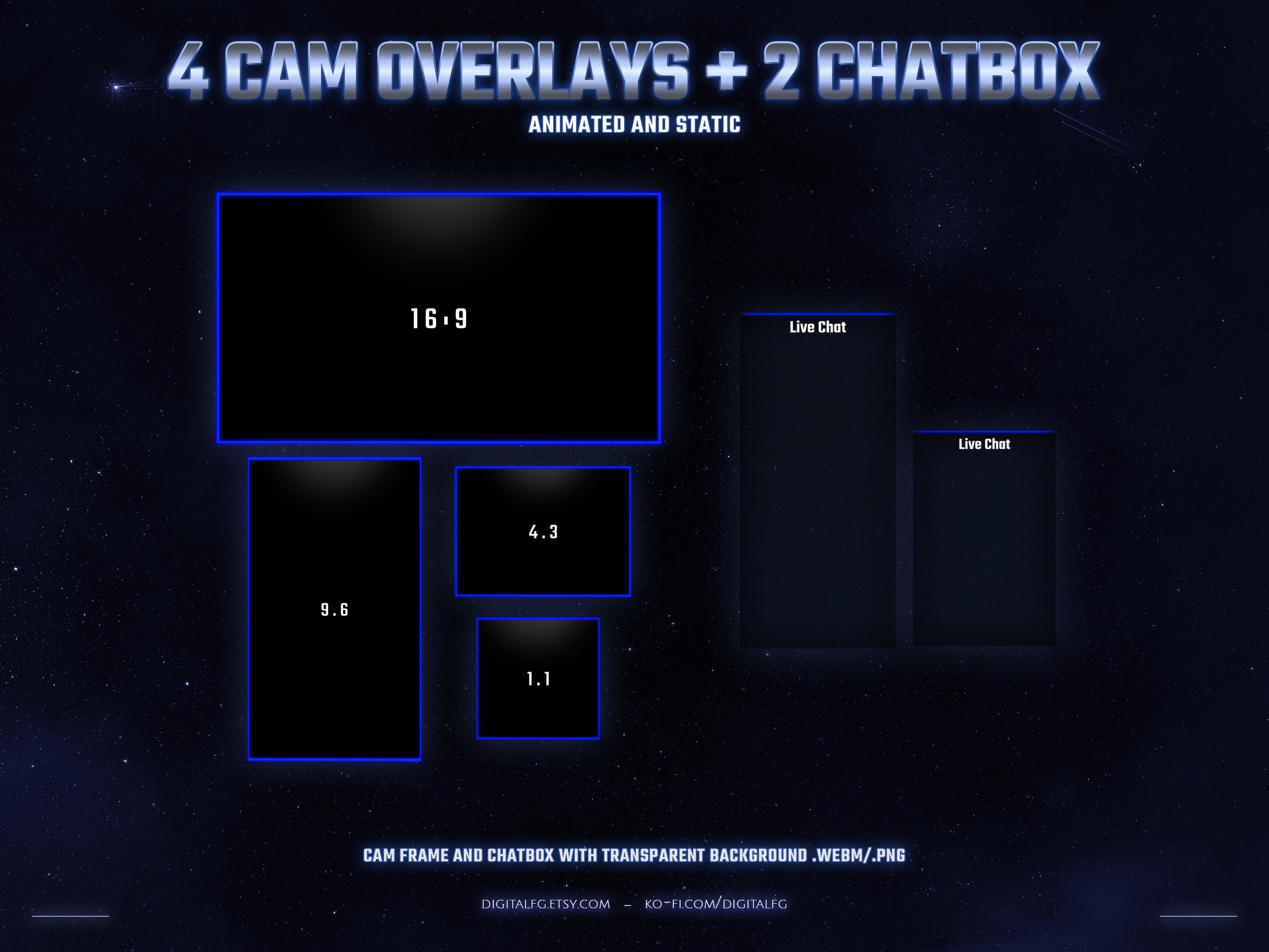 Celestial Blue Animated Twitch Overlay | Kick, Youtube, OBS and ...