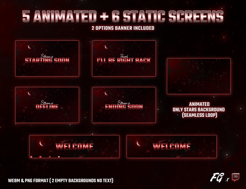 Red Theme Complete Twitch Overlay, Animated Screens, Panels, Alerts ...