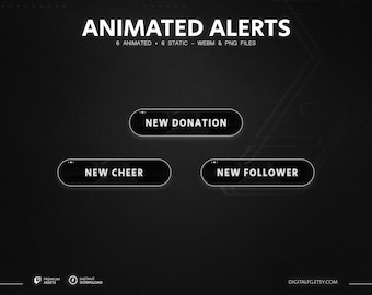 White Gradient Animated Stream Alerts for TWITCH Streamlabs and ...