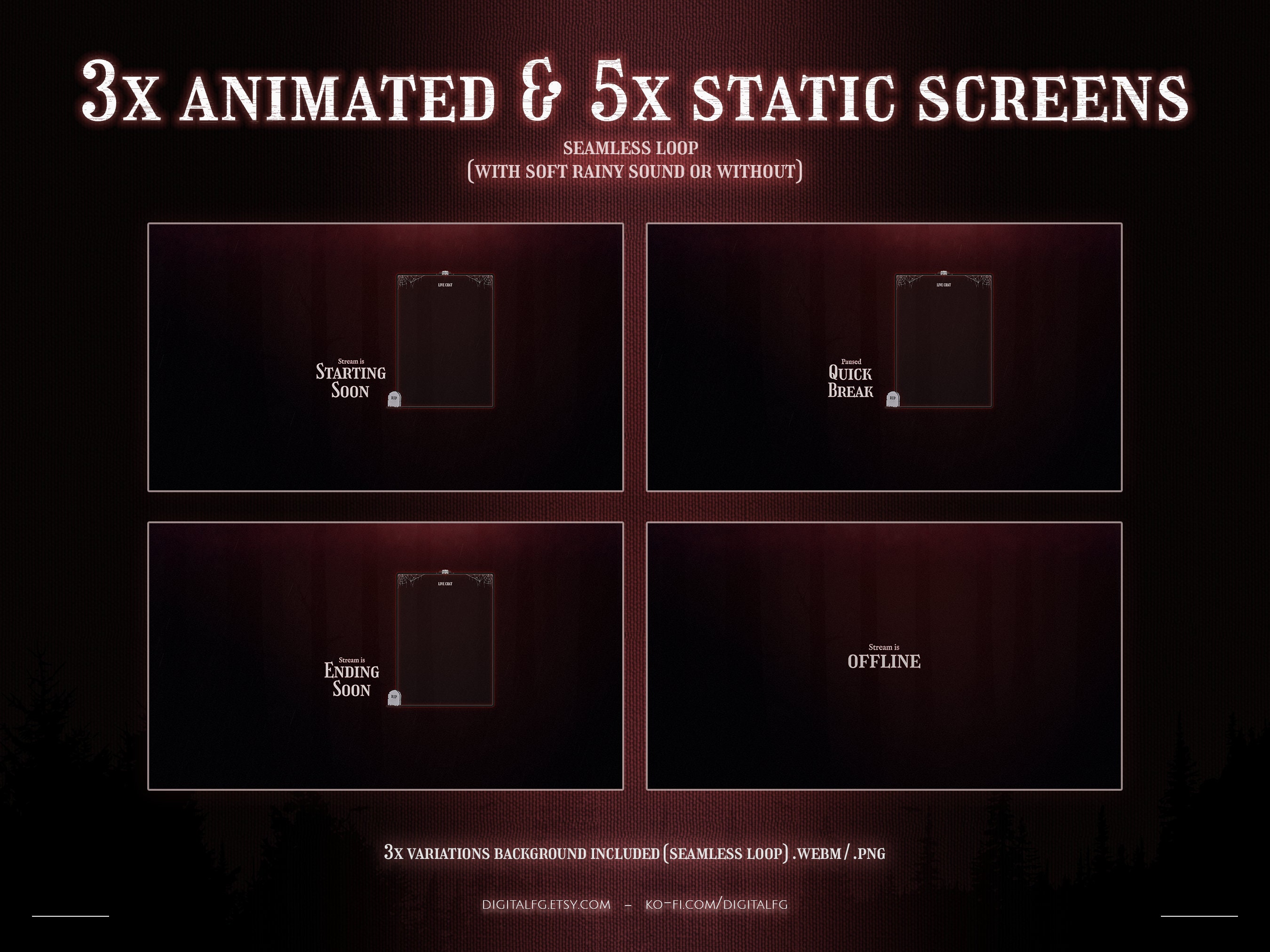 Red Spooky Theme Animated Twitch Overlay Kick, Youtube, OBS and ...