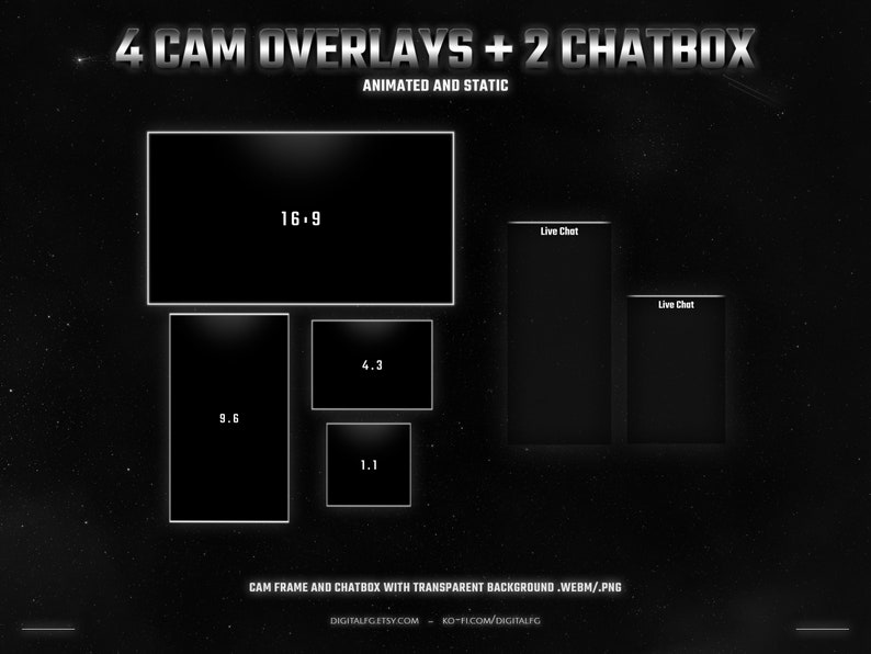 Dark Theme Animated Twitch Overlay | Kick, Youtube, OBS and Streamlabs ...