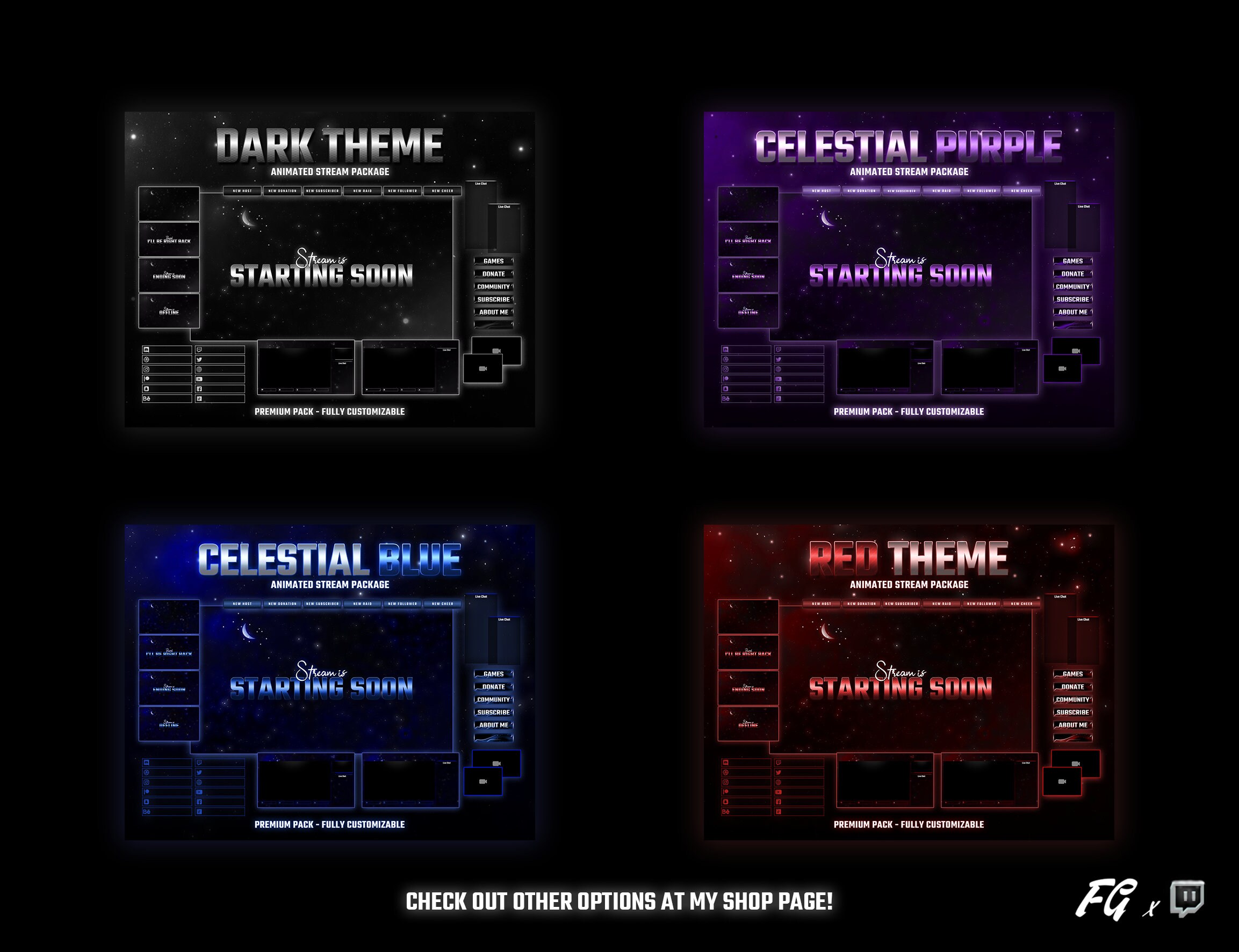 Black Gradient Animated Stream Alerts for TWITCH Streamlabs and ...