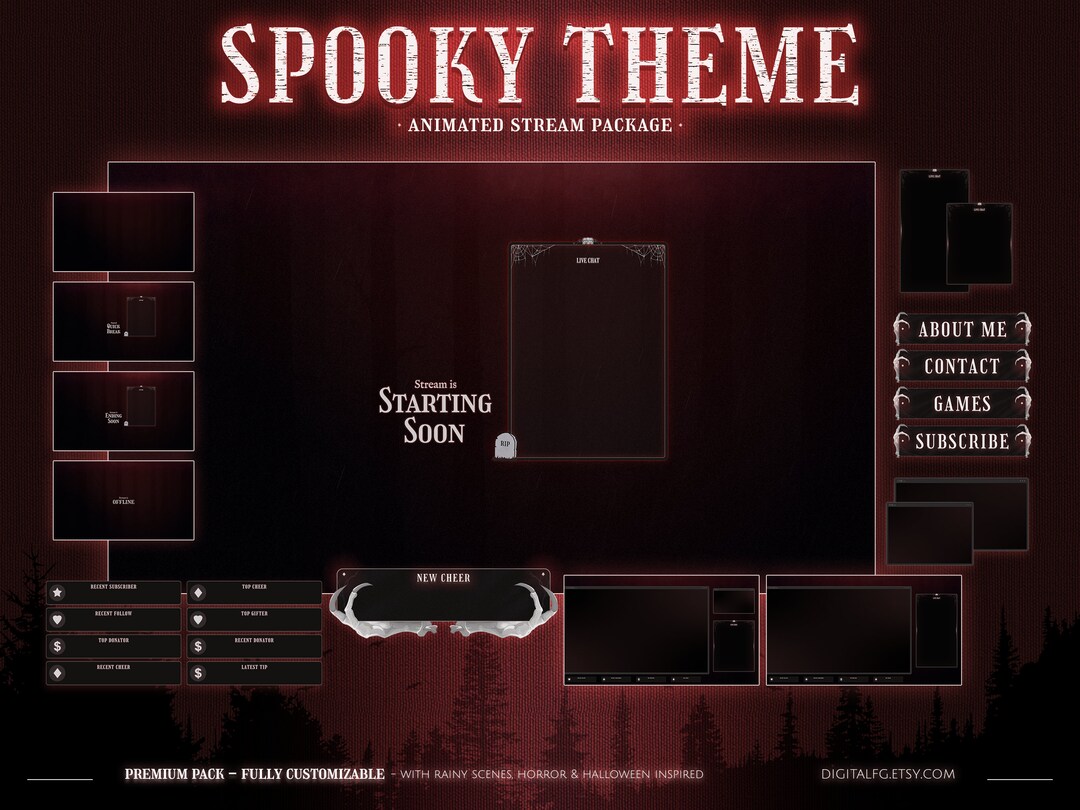 Red Spooky Theme Animated Twitch Overlay | Kick, Youtube, OBS and ...