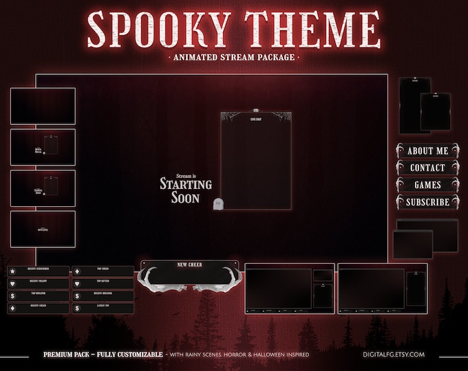 Red Spooky Theme Animated Twitch Overlay | Kick, Youtube, OBS and ...