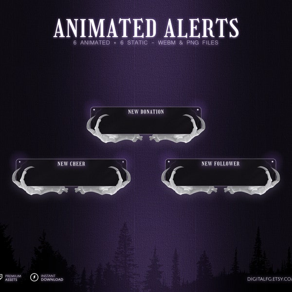 White Gradient Animated Stream Alerts for TWITCH Streamlabs and ...
