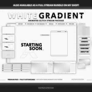 White Gradient Animated Stream Screens With Chat Box for Twitch, Kick ...