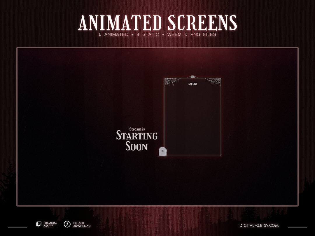 Red Spooky Theme Animated Stream Screen With Chat Box for Twitch, Kick ...
