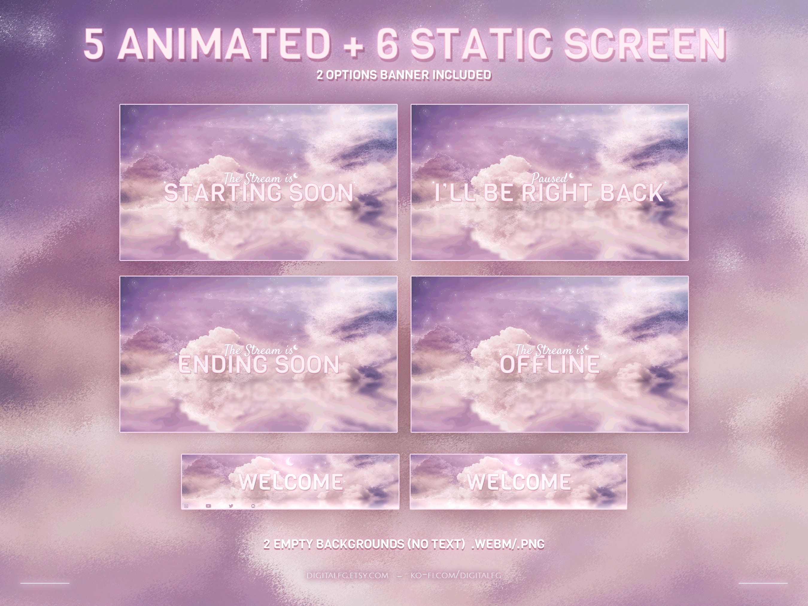Cozy Dream Complete Twitch Overlay, Animated Screens, Panels, Alerts ...